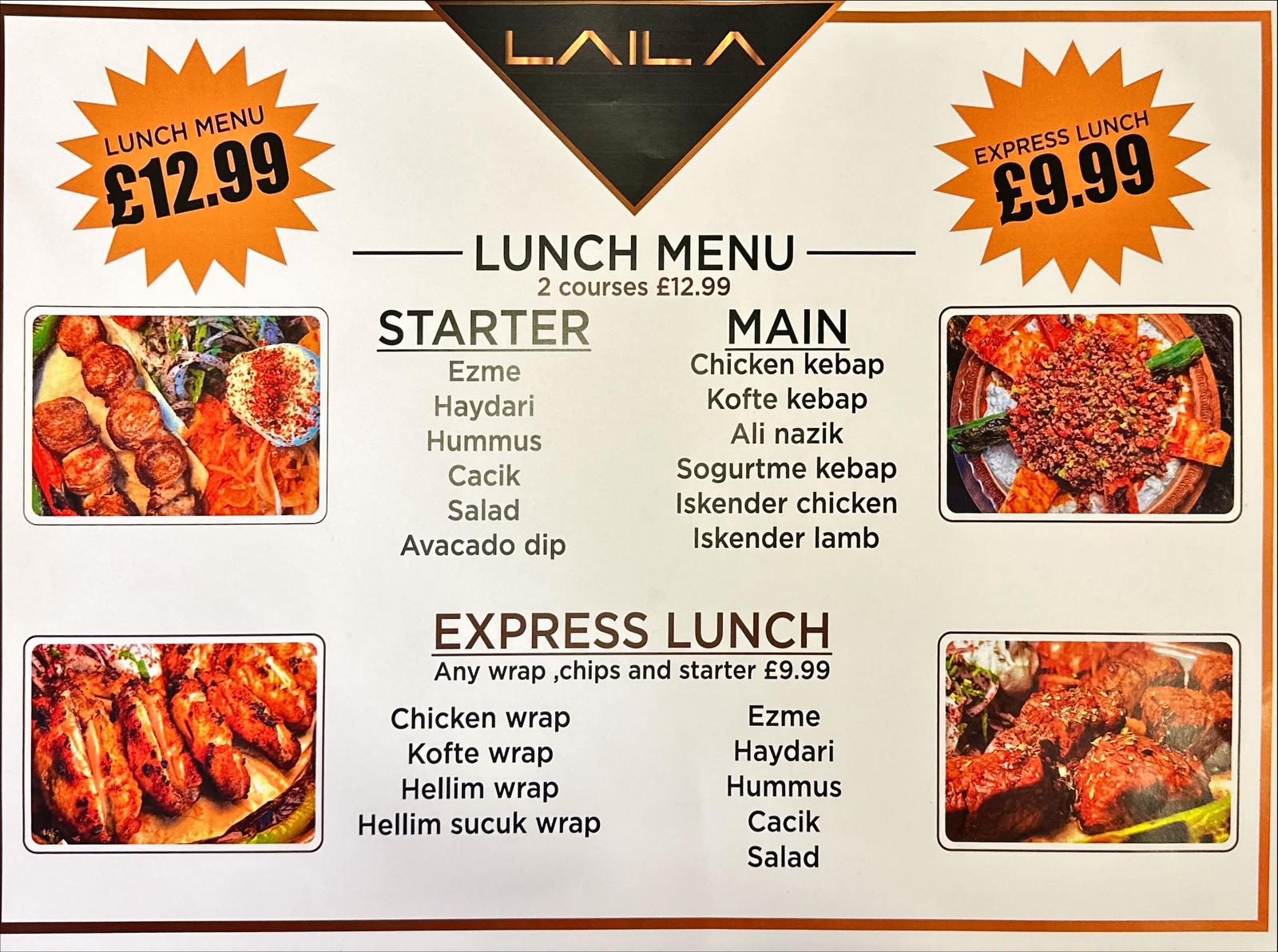 Our Menu – Laila Turkish Cuisine